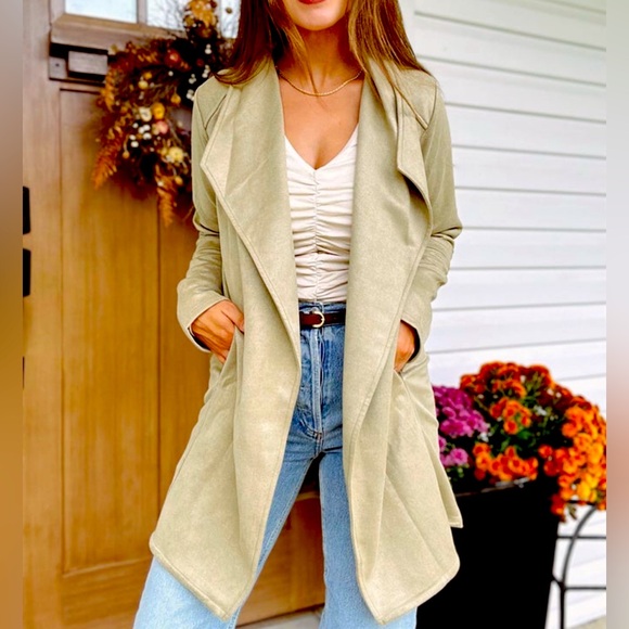 Hem & Thread | Jackets & Coats | Drape Front Olive Jacket | Poshmark